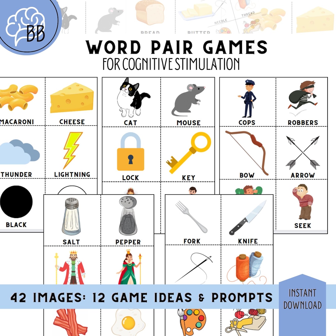 Dementia Word Pair Activity, Cognitive Stimulation (PDF Download) - Etsy