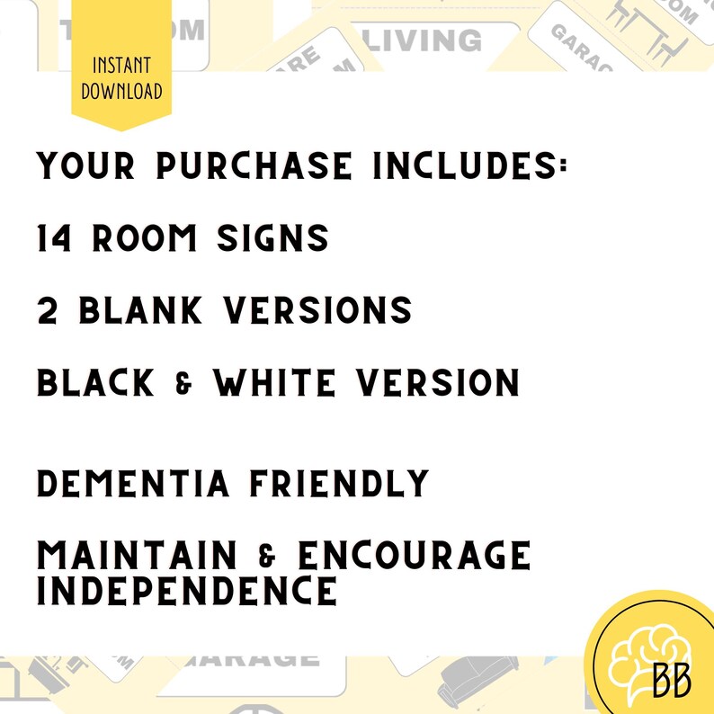 Large Print Dementia Door Sign Bundle, Reusable Memory Loss Labels ...