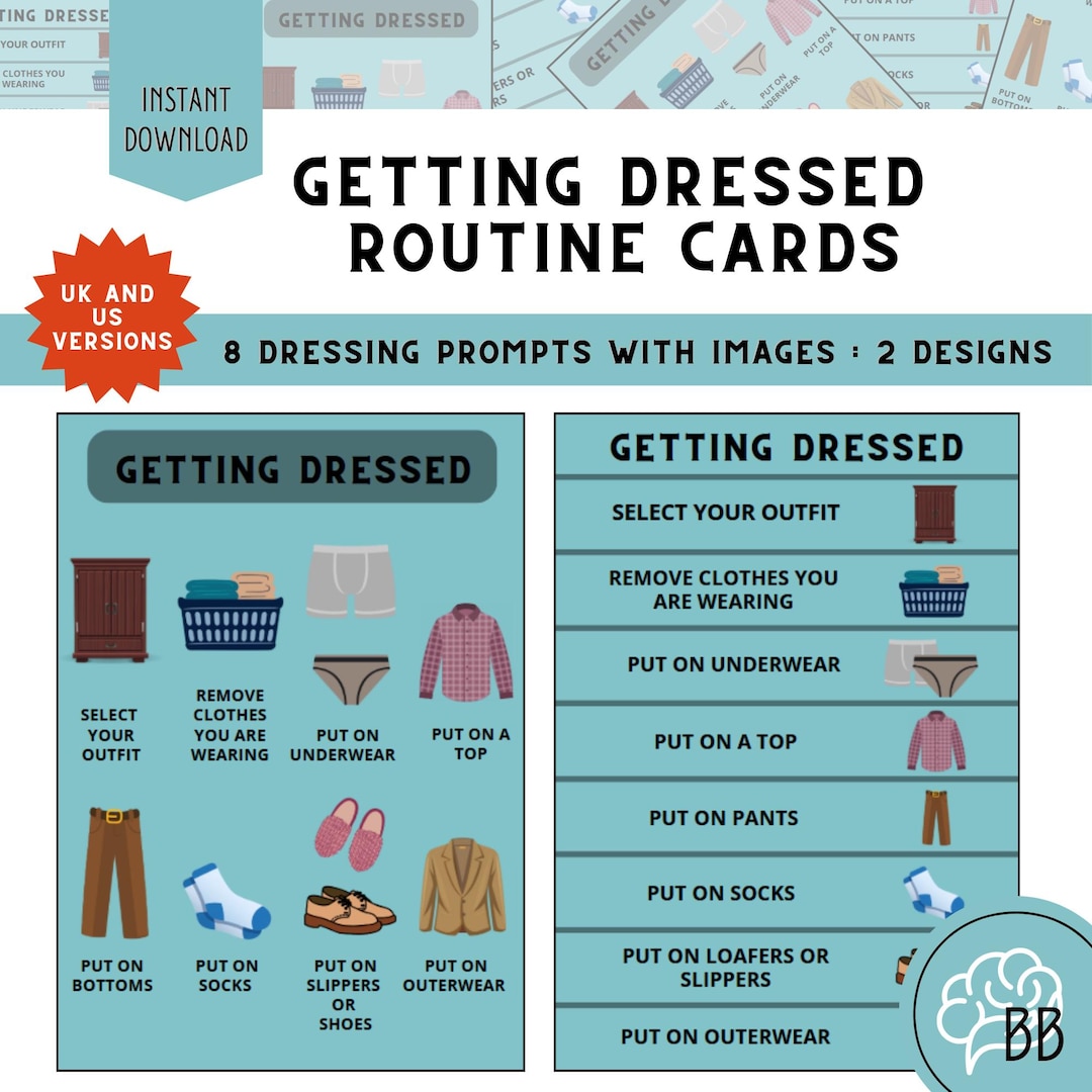 Dementia Routine Card for Getting Dressed, Daily Living Aid Large ...