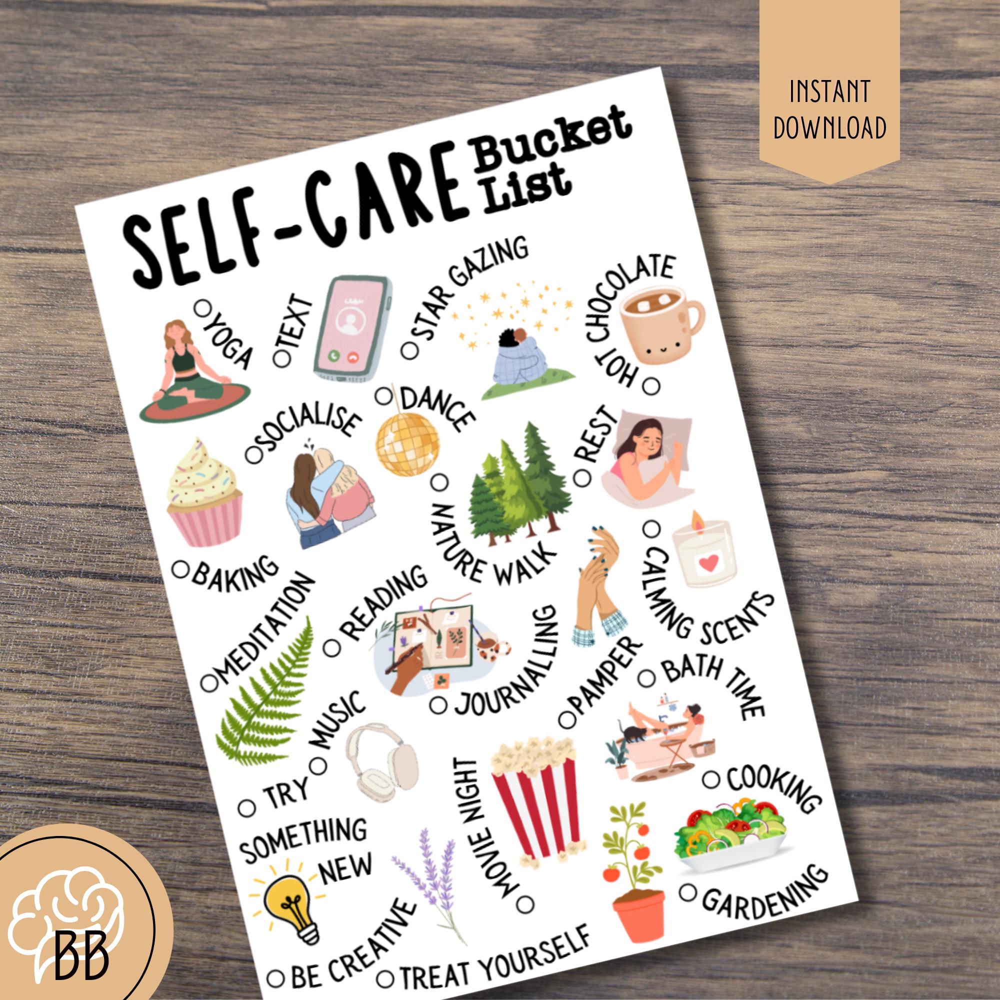 Self-care Bucket List Printables: Mental Health Checklist (PDF ...