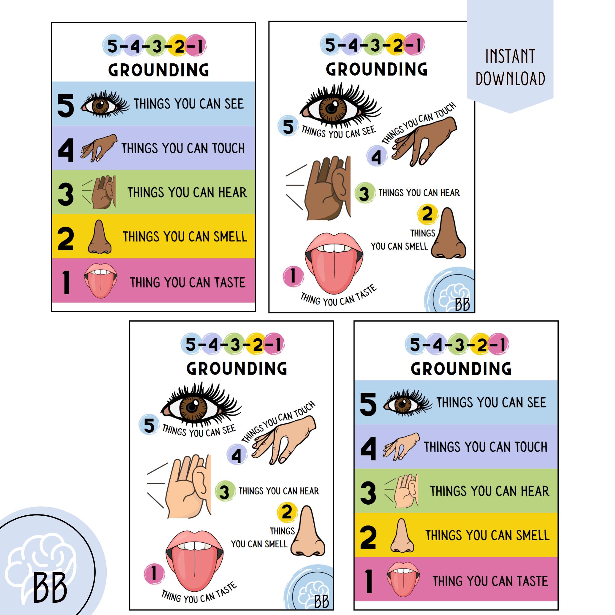 54321 Grounding Technique Print: Anxiety & Stress Relief (PDF) - Etsy