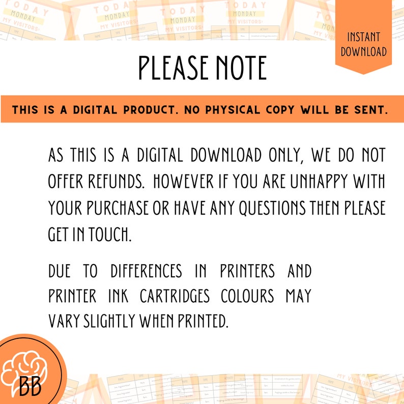 Daily Visitor Chart for Assisted Living - Printable Dementia Aid ...