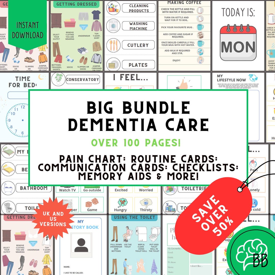 Dementia Care Printable Bundle – Communication, Routine & Memory Aids ...