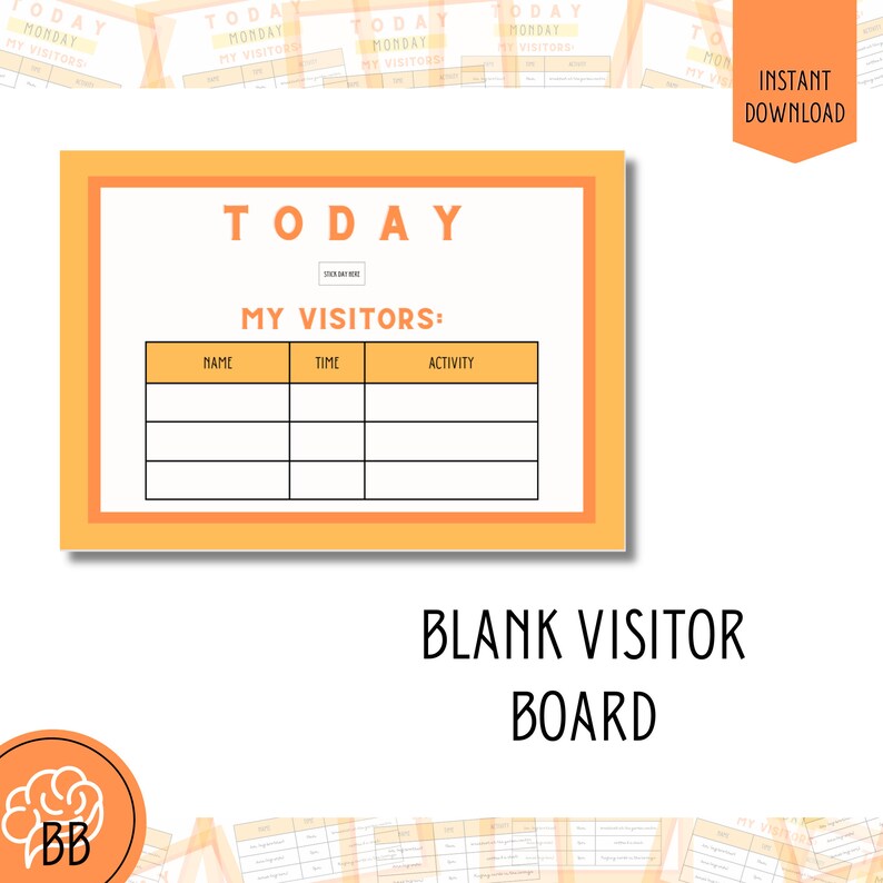 Daily Visitor Chart for Assisted Living - Printable Dementia Aid ...