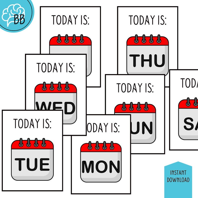 Days of the Week Memory Cards for Dementia (PDF Download) - Etsy