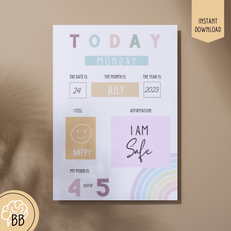 Visual Daily Mood & Wellbeing Chart, Reusable Printable Routine Tracker ...