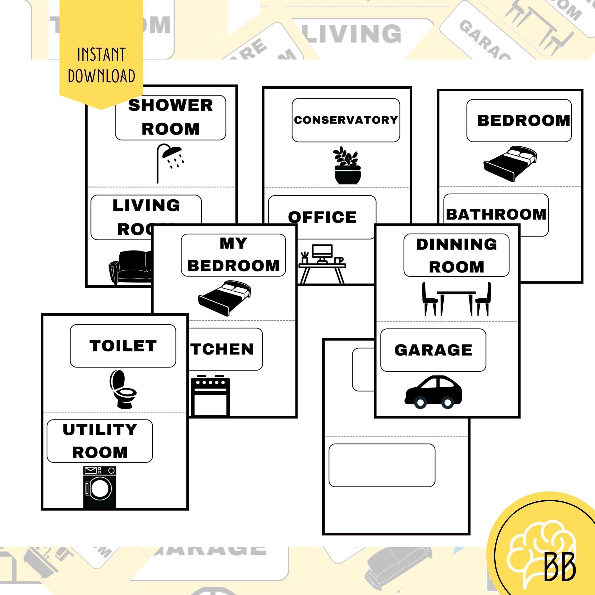 Large Print Dementia Door Sign Bundle, Reusable Memory Loss Labels ...