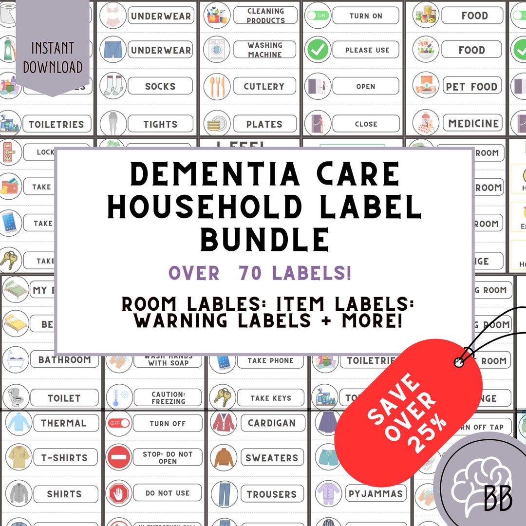 Dementia Care Bundle Label Bundle Flashcards Memory Loss - Etsy