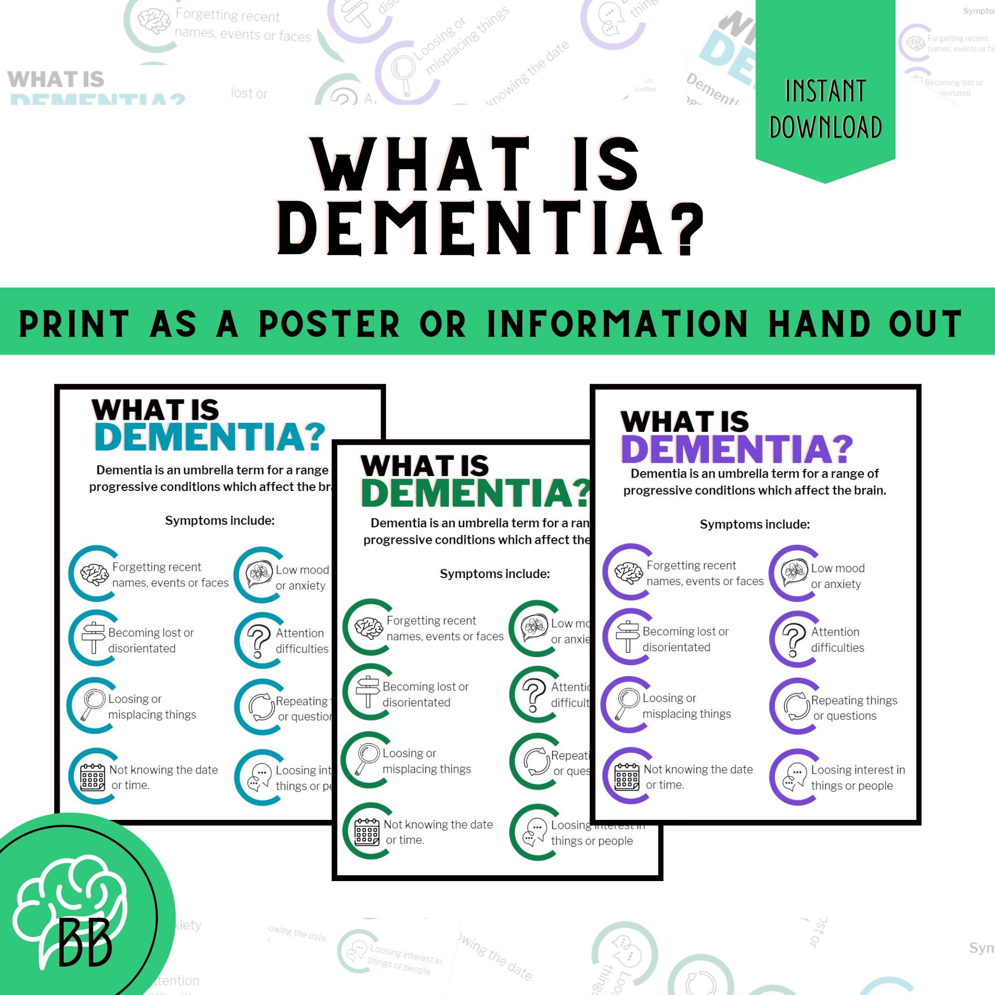 Dementia Information Poster: Memory Loss Therapy, Care Setting (PDF) - Etsy