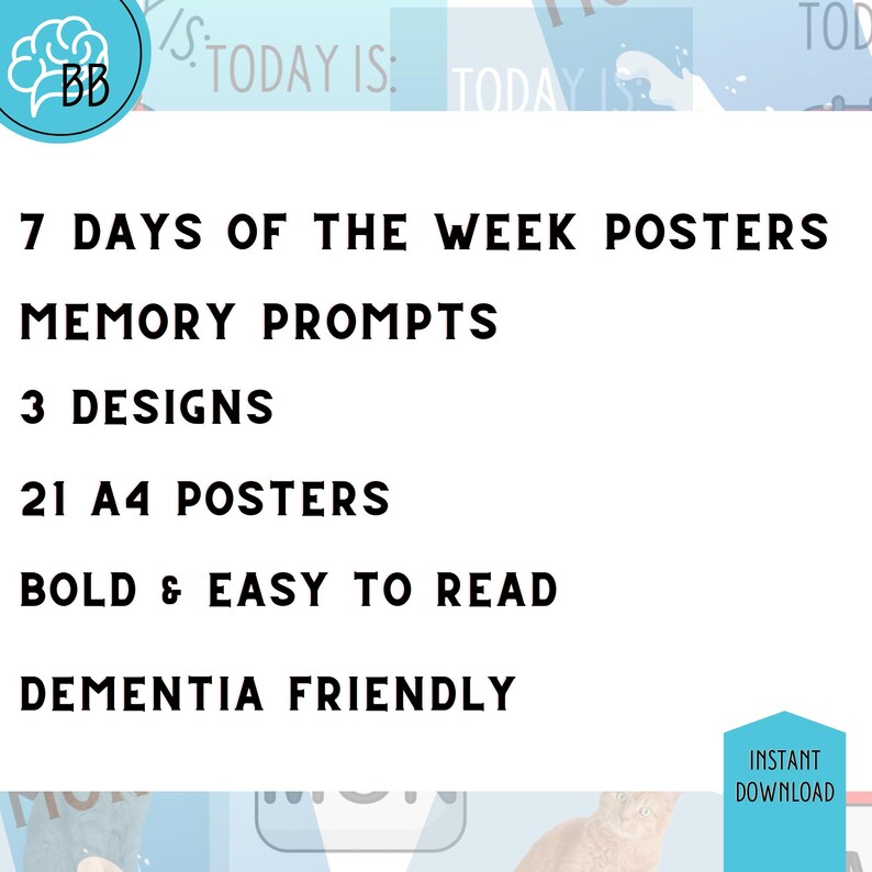 Days of the Week Memory Cards for Dementia (PDF Download) - Etsy
