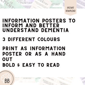Dementia Info Poster PDF – Informative & Educational Art Print for Care ...