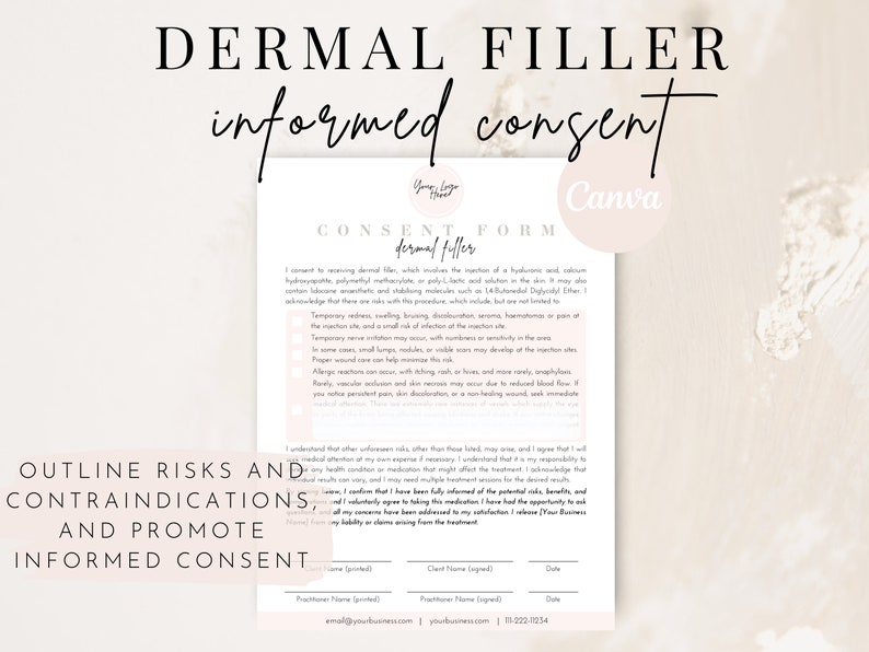 Editable Dermal Filler Consent Intake Form, Dermal Filler Pre Aftercare ...