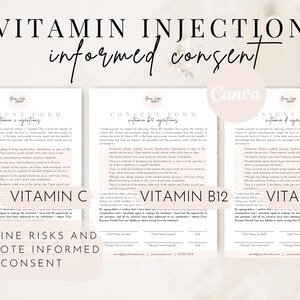Vitamin C D3 B12 Injections Consent and Intake Forms, Vit C Vit D3 Vit ...