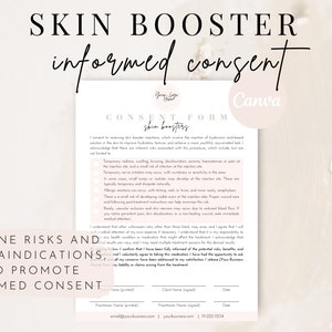 Skin Booster Consent Form Intake Bundle, Editable Facial Fillers ...