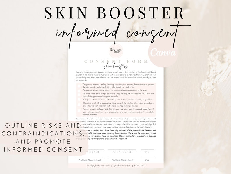 Skin Booster Consent Form Intake Bundle, Editable Facial Fillers ...