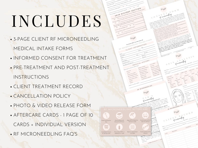 Editable Radio Frequency Microneedling Consent Bundle, RF Skin ...