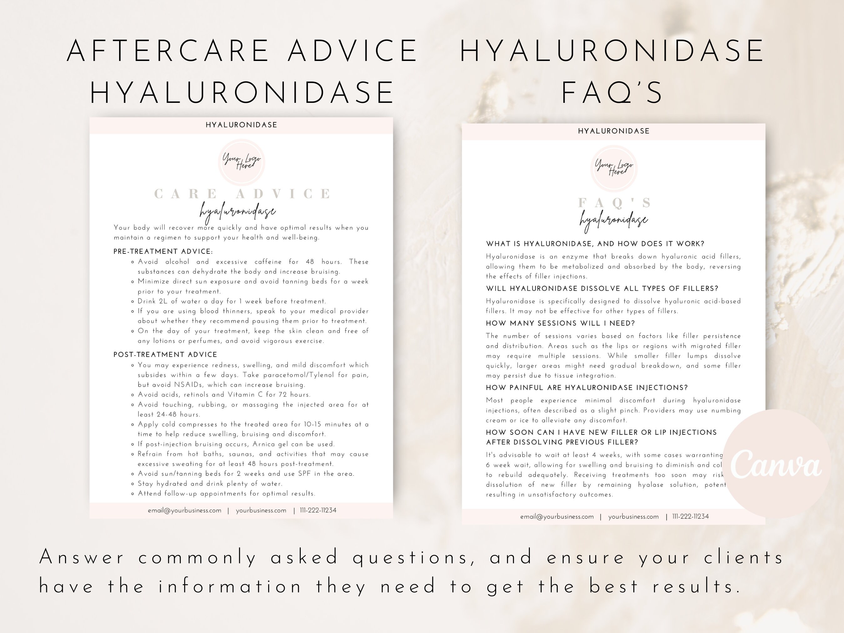 Editable Hyaluronidase Hyalase Filler Reversal Consent Form, HA Dermal ...