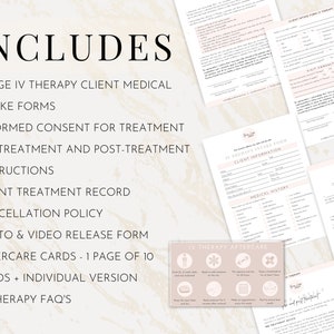 IV Therapy Consent Intake Forms Bundle, Intravenous Therapy Client ...