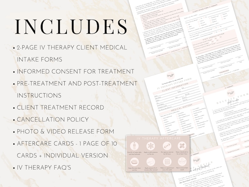 IV Therapy Consent Intake Forms Bundle, Intravenous Therapy Client ...