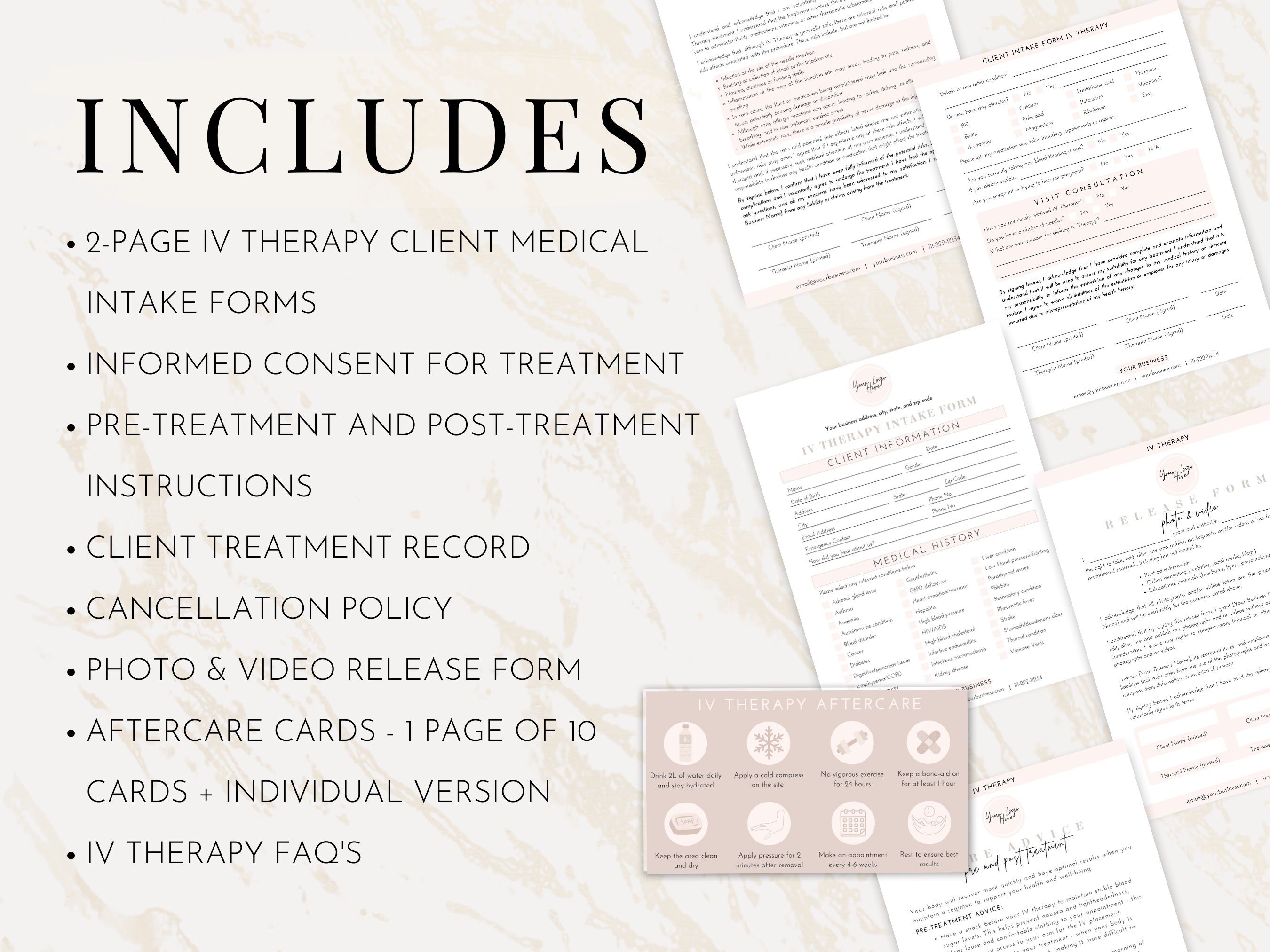 IV Therapy Consent Intake Forms Bundle, Intravenous Therapy Client ...