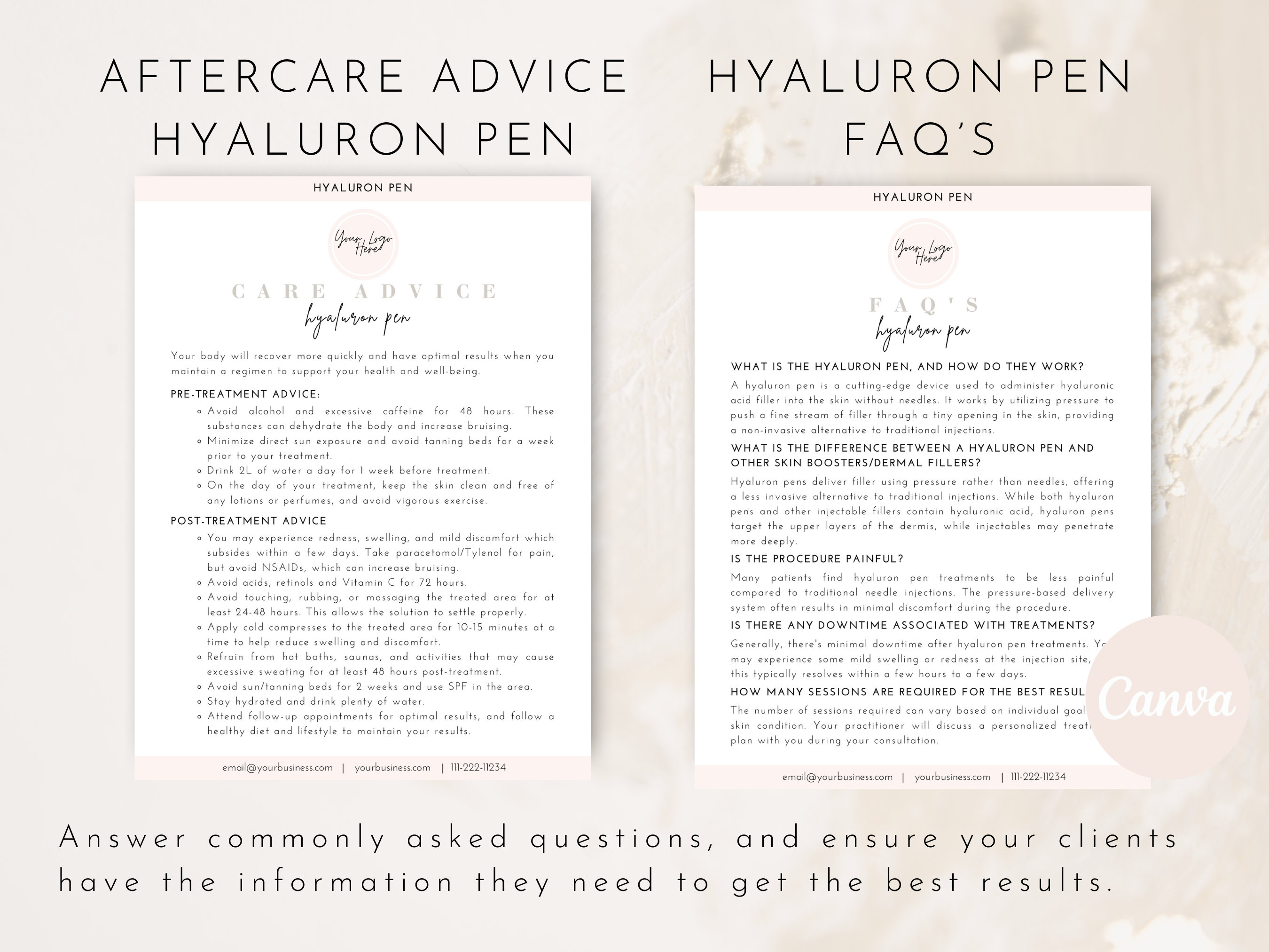 Hyaluron Pen Consent Intake Form Bundle, Editable Needle Free Filler ...