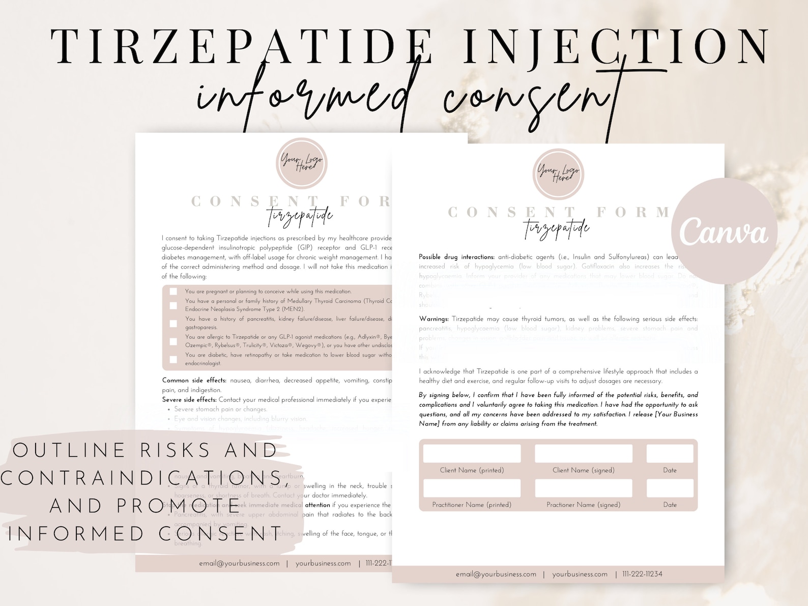 Tirzepatide Weight Loss Injection Consent Form Bundle, Tirzepatide ...