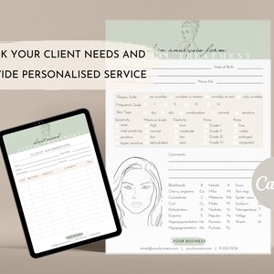 Editable Facial Skin Analysis Form, Esthetician Forms Face Mapping ...