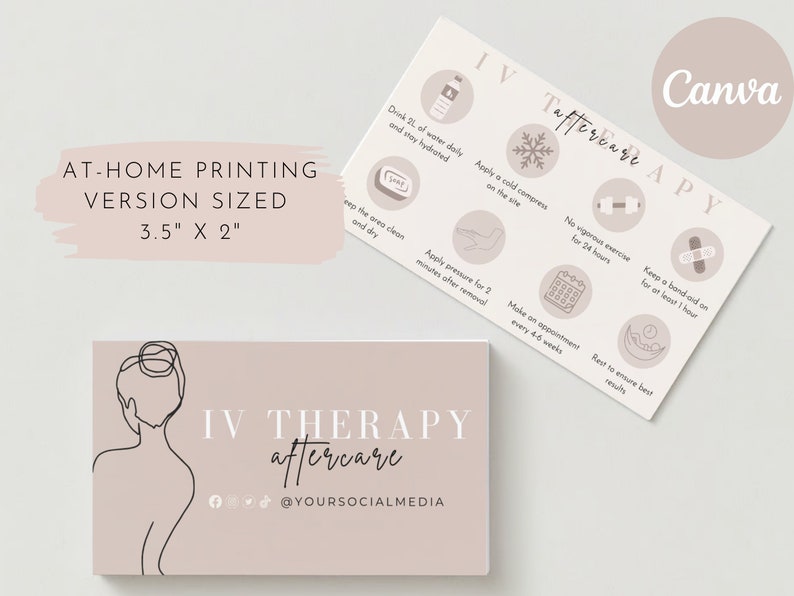IV Hydration Printable Aftercare Card, Digital Textable IV Therapy Post ...