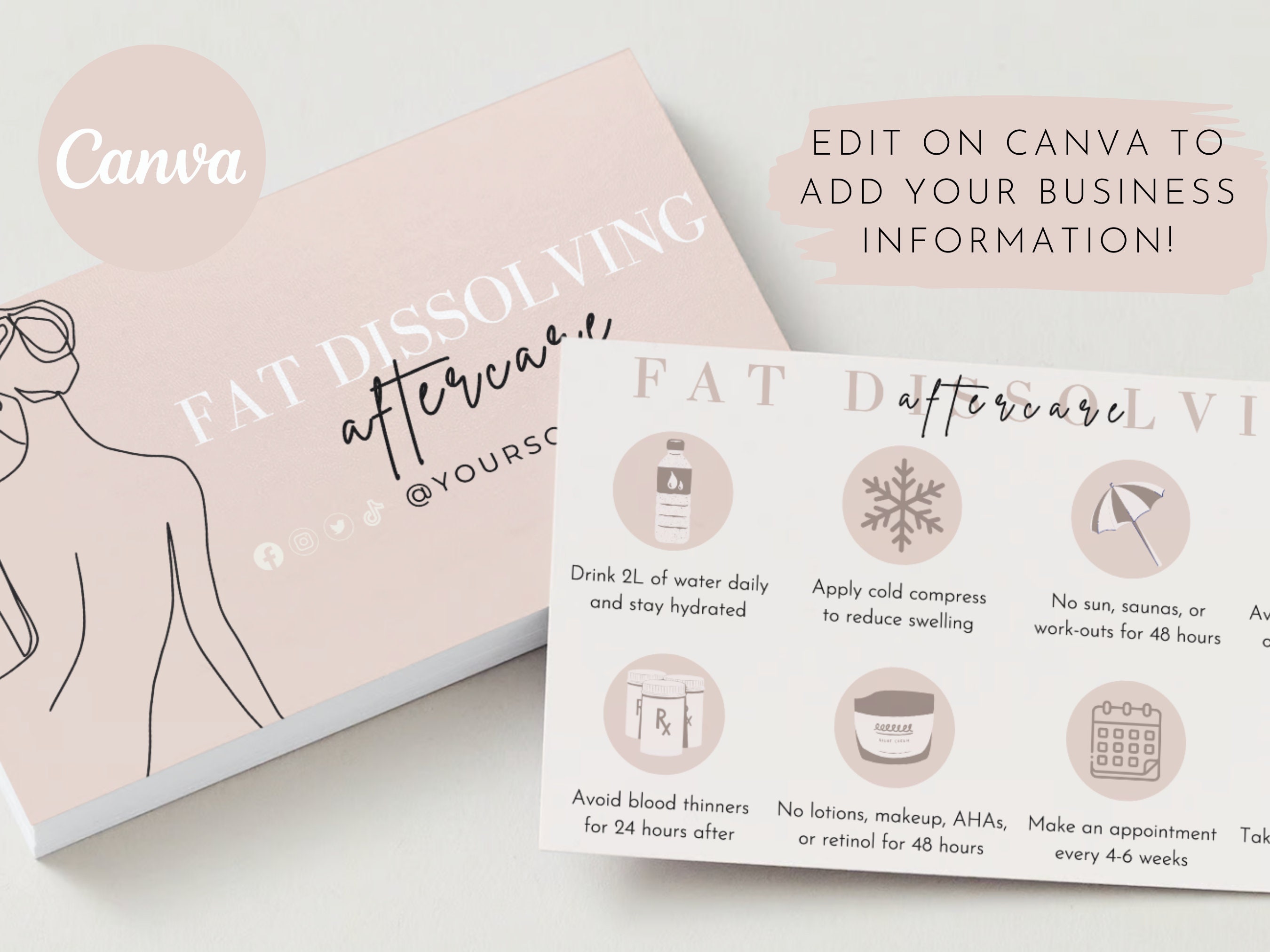 Fat Dissolving Injection Aftercare Cards, Digital Textable Fat ...