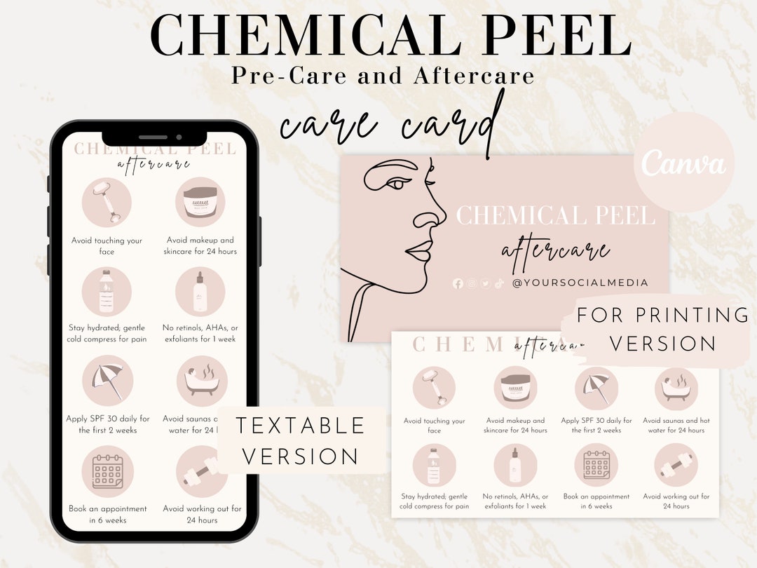Editable Chemical Peel Aftercare Card Template, Digital Textable Care ...