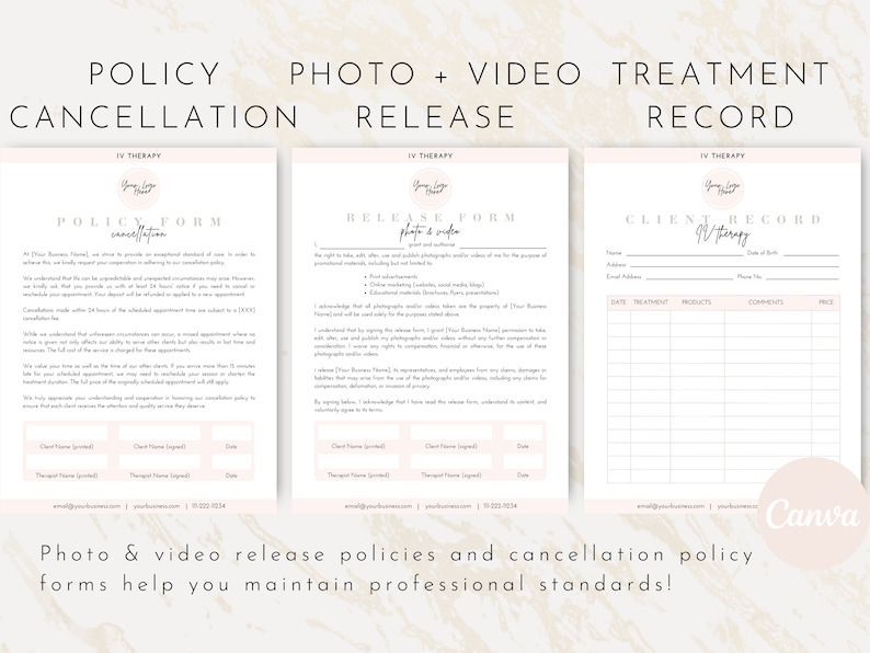 IV Therapy Consent Intake Forms Bundle, Intravenous Therapy Client ...