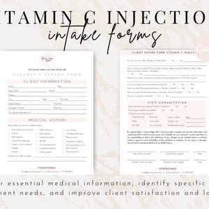Editable Vitamin C Injection Forms, Consultation Forms, Client Intake ...