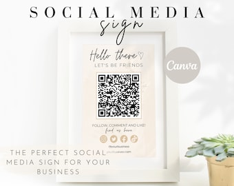 Social Media QR Scan Sign Template, QR Code Sign, Editable Business ...