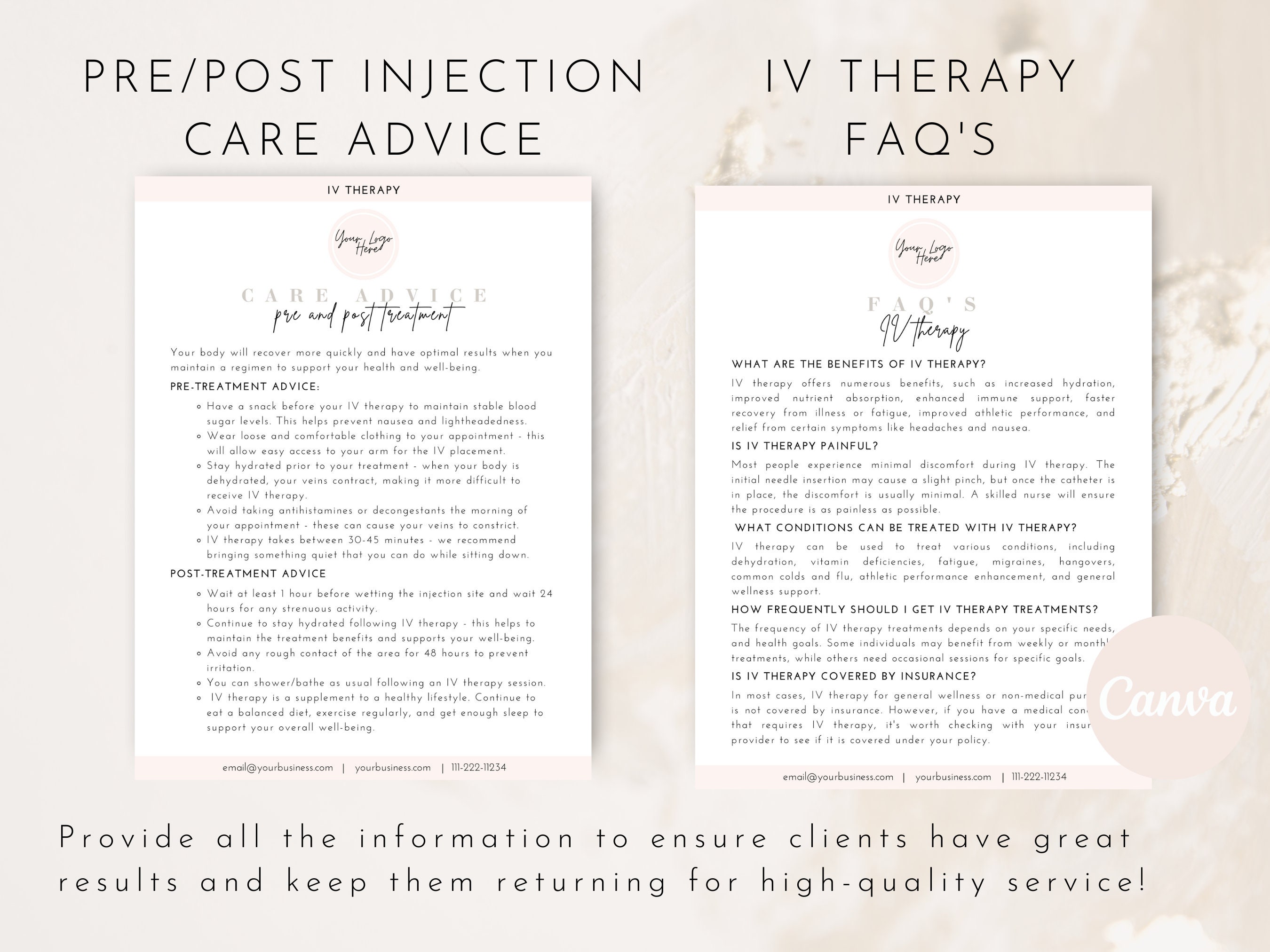 IV Therapy Consent Intake Forms Bundle, Intravenous Therapy Client ...
