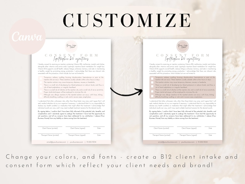 Glutathione Injection IV Drip Consent Intake Form, Glutathione Shot IV ...