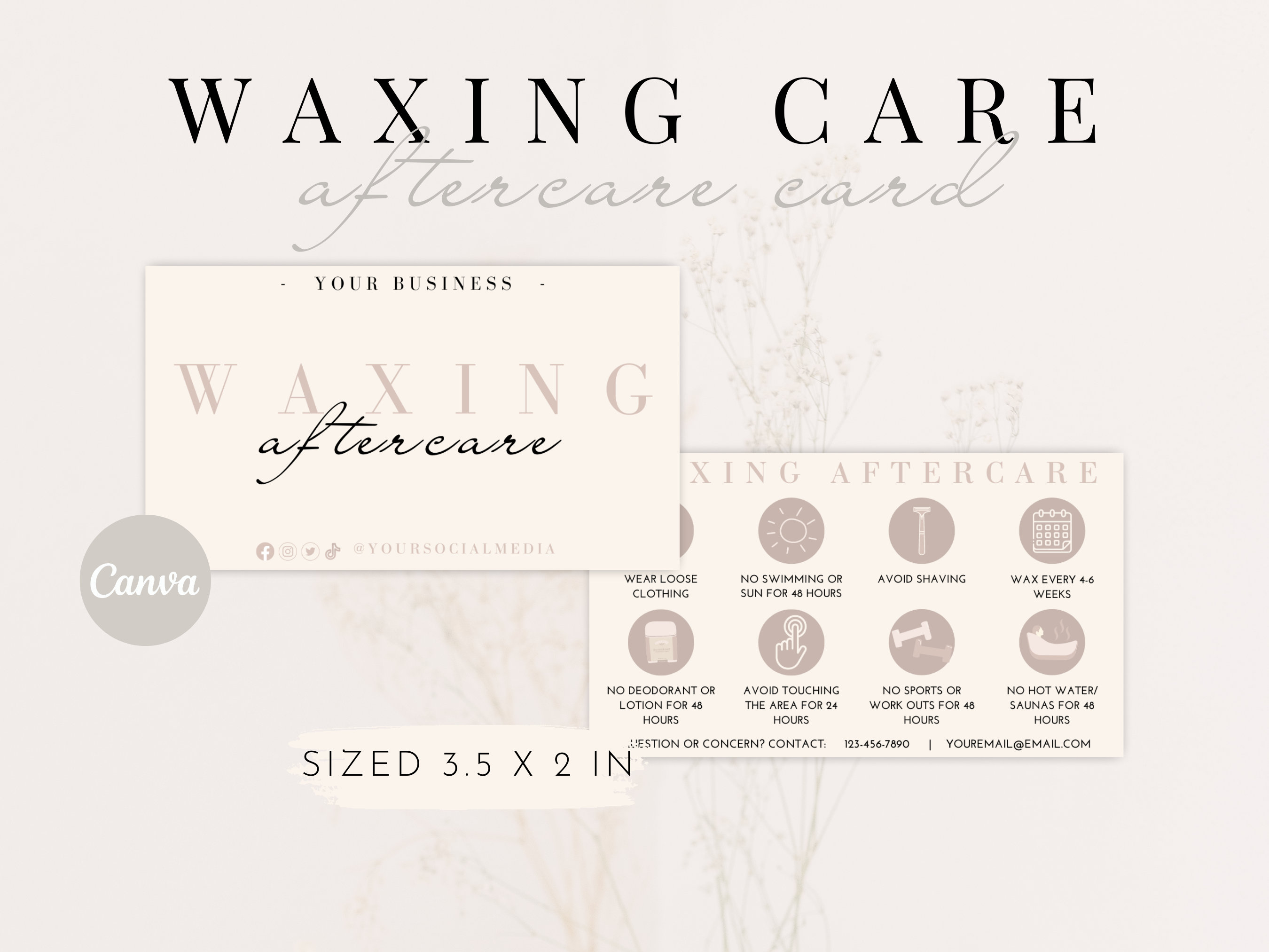 Editable Waxing Aftercare Card Template, Hair Wax Care Card, Hair ...