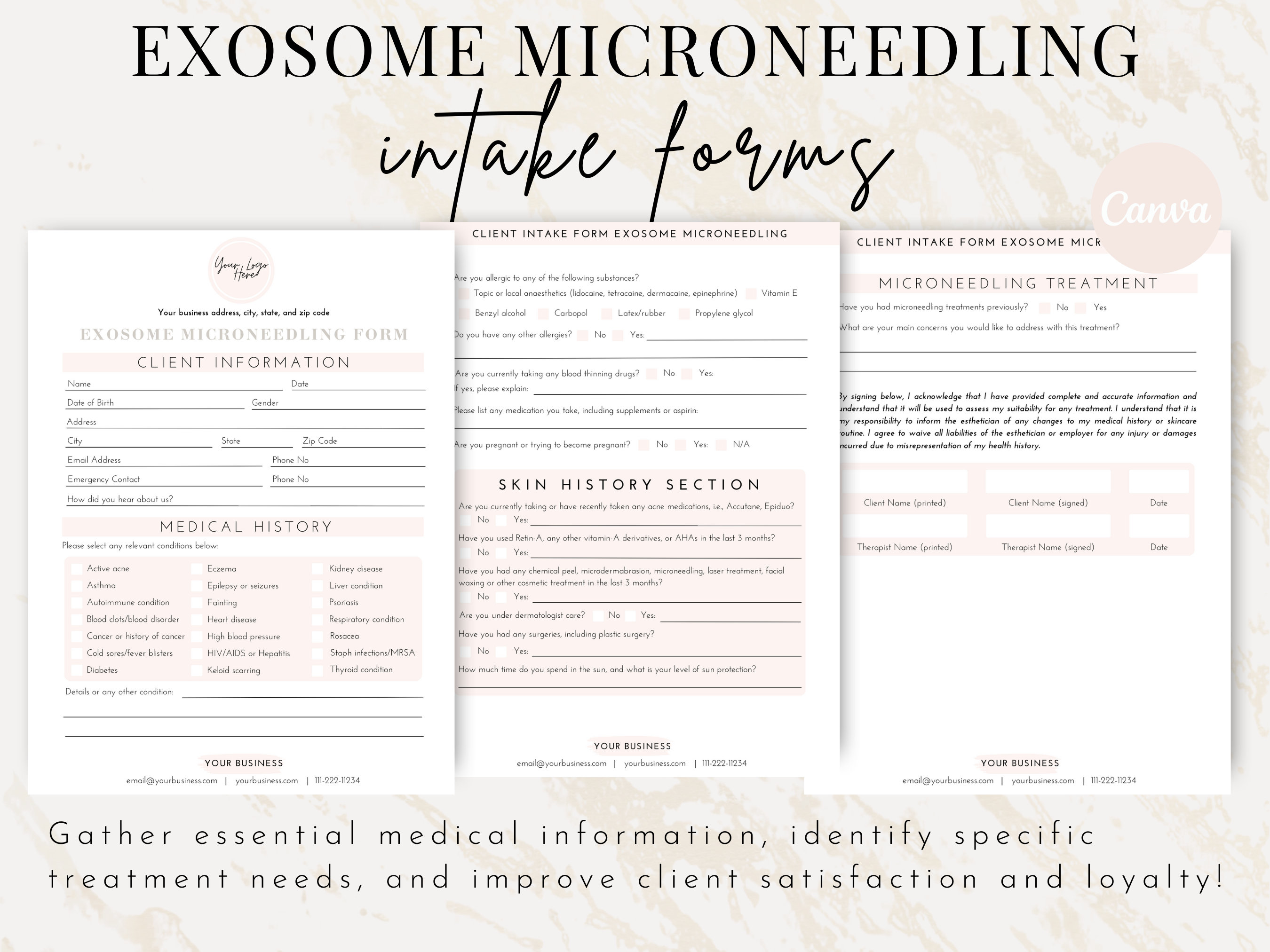 Editable Exosome Facial Microneedling Consent Forms Bundle, Exosome ...
