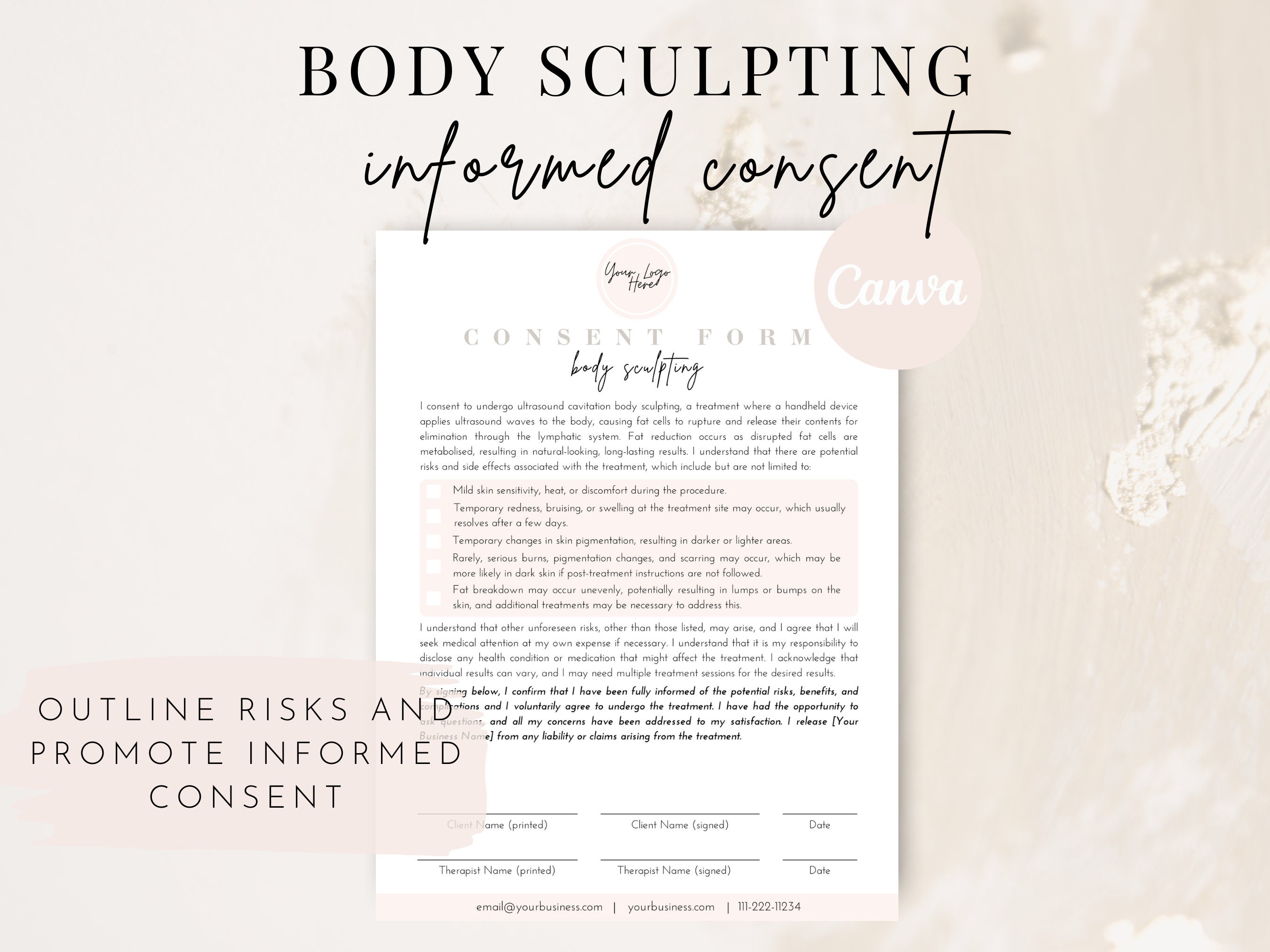 Editable Body Sculpting Ultrasound Cavitation Consent Intake Forms ...