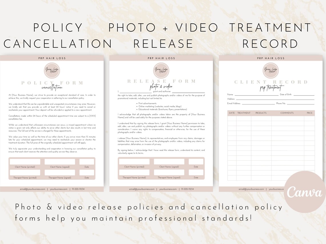 Editable PRP Injection Hair Loss Consent Intake Forms, Platelet Rich ...