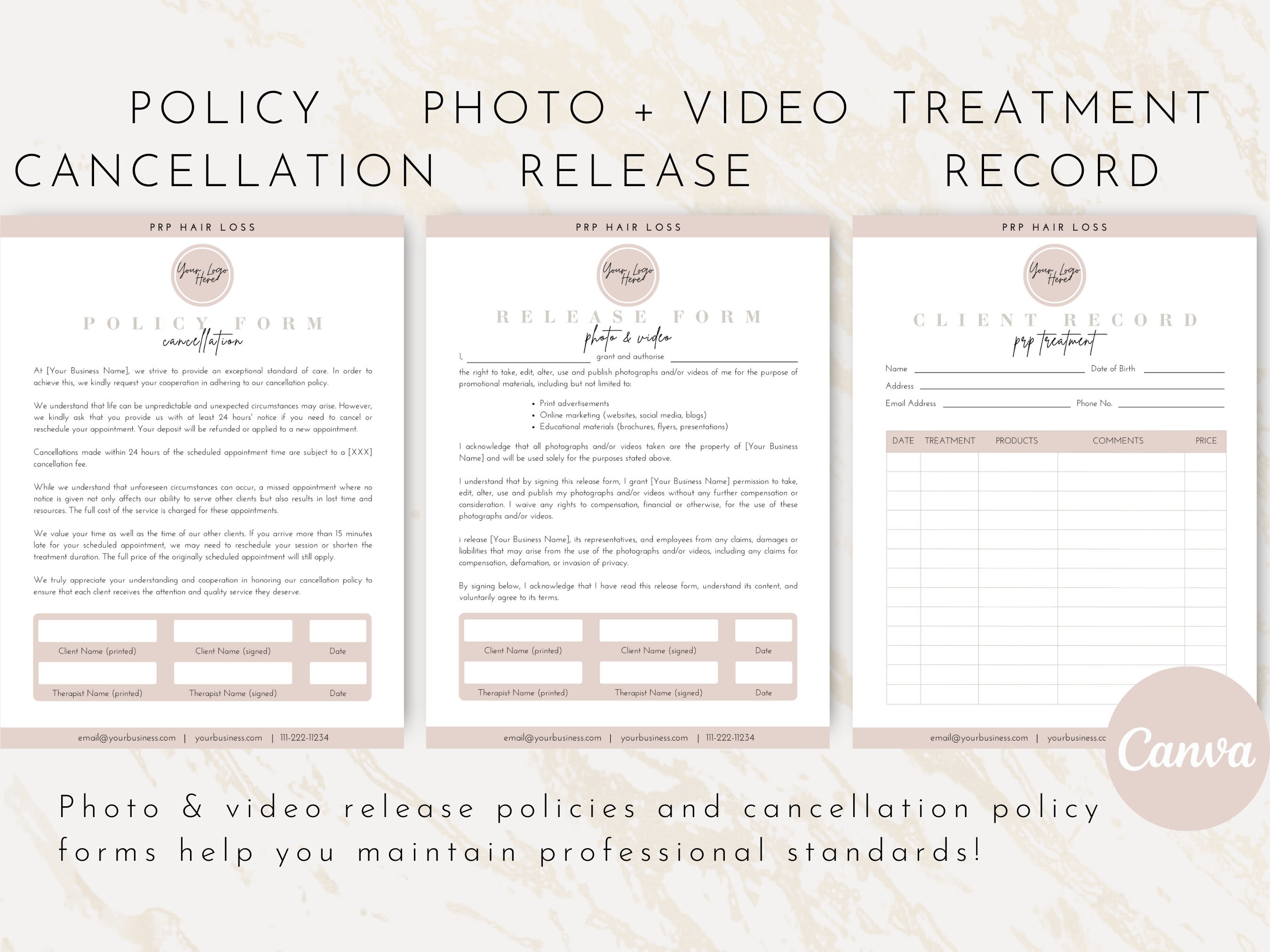 Editable PRP Injection Hair Loss Consent Intake Forms, Platelet Rich ...