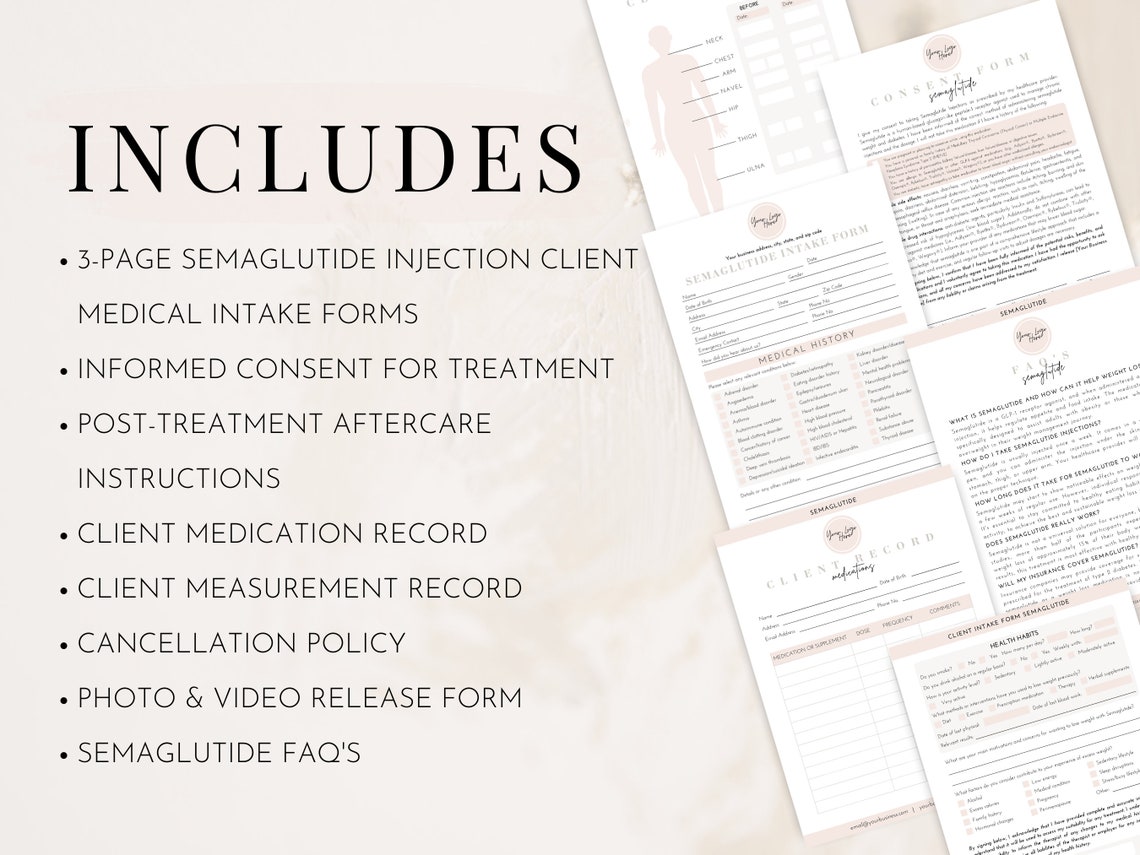 Editable Semaglutide Bundle Forms, Weight Loss Injection Consent ...