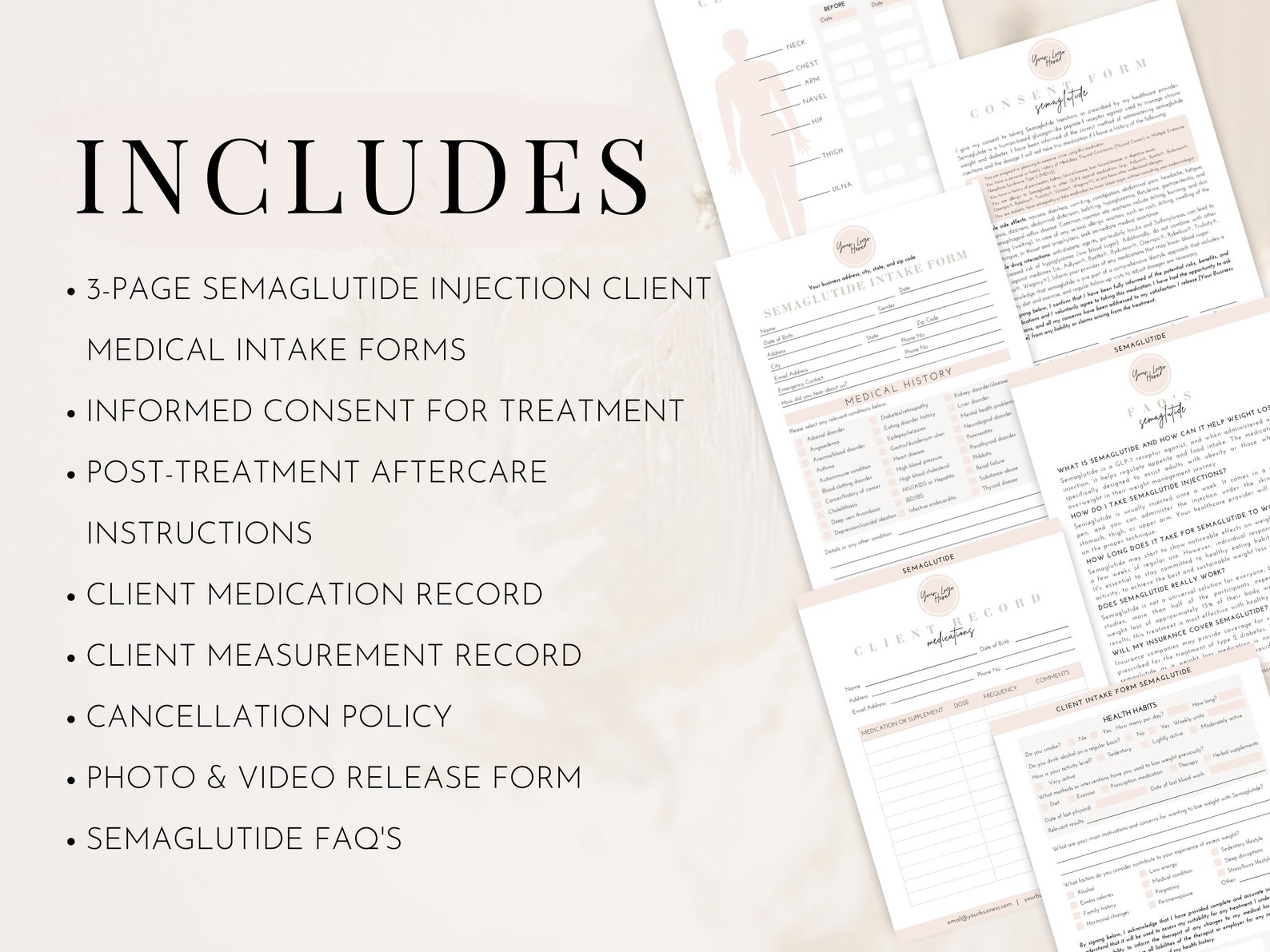 Editable Semaglutide Bundle Forms, Weight Loss Injection Consent ...