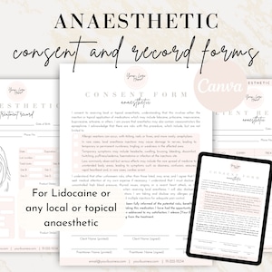 Lidocaine Local + Topical Anaesthetic Consent Form, Anaesthetic ...