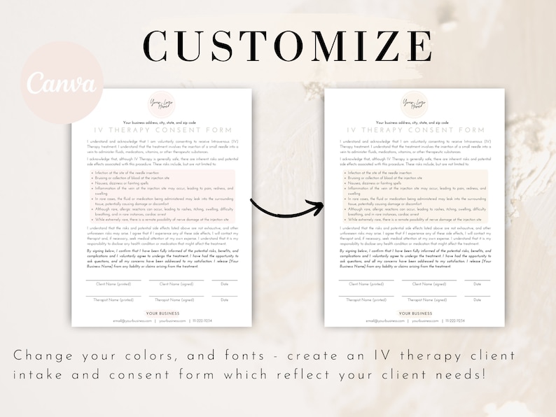 IV Therapy Consent Form, Intravenous Therapy Client Forms, Iv Infusion ...
