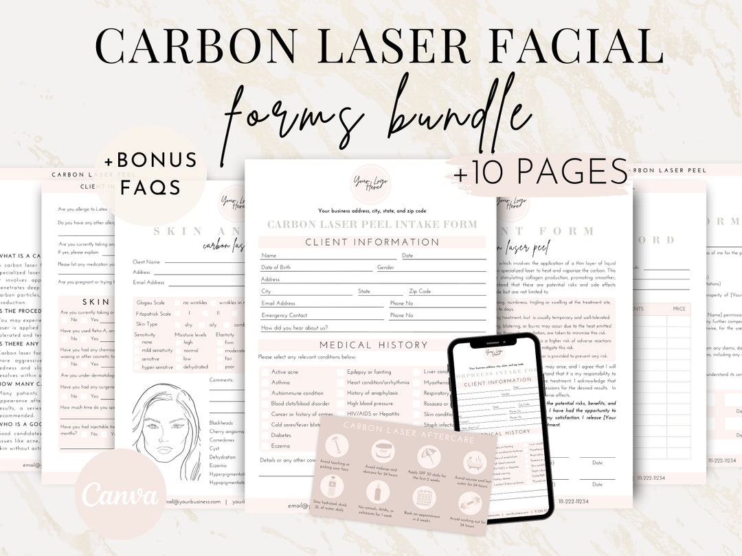 Editable Carbon Laser Peel Consent Form Bundle, Carbon Laser Facial ...