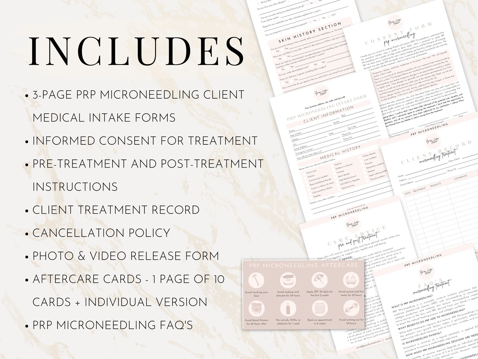 Editable PRP Microneedling Consent Consultation Forms Bundle, Platelet ...