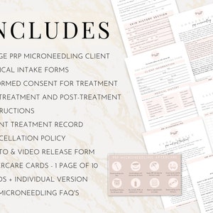 Editable PRP Microneedling Consent Consultation Forms Bundle, Platelet ...