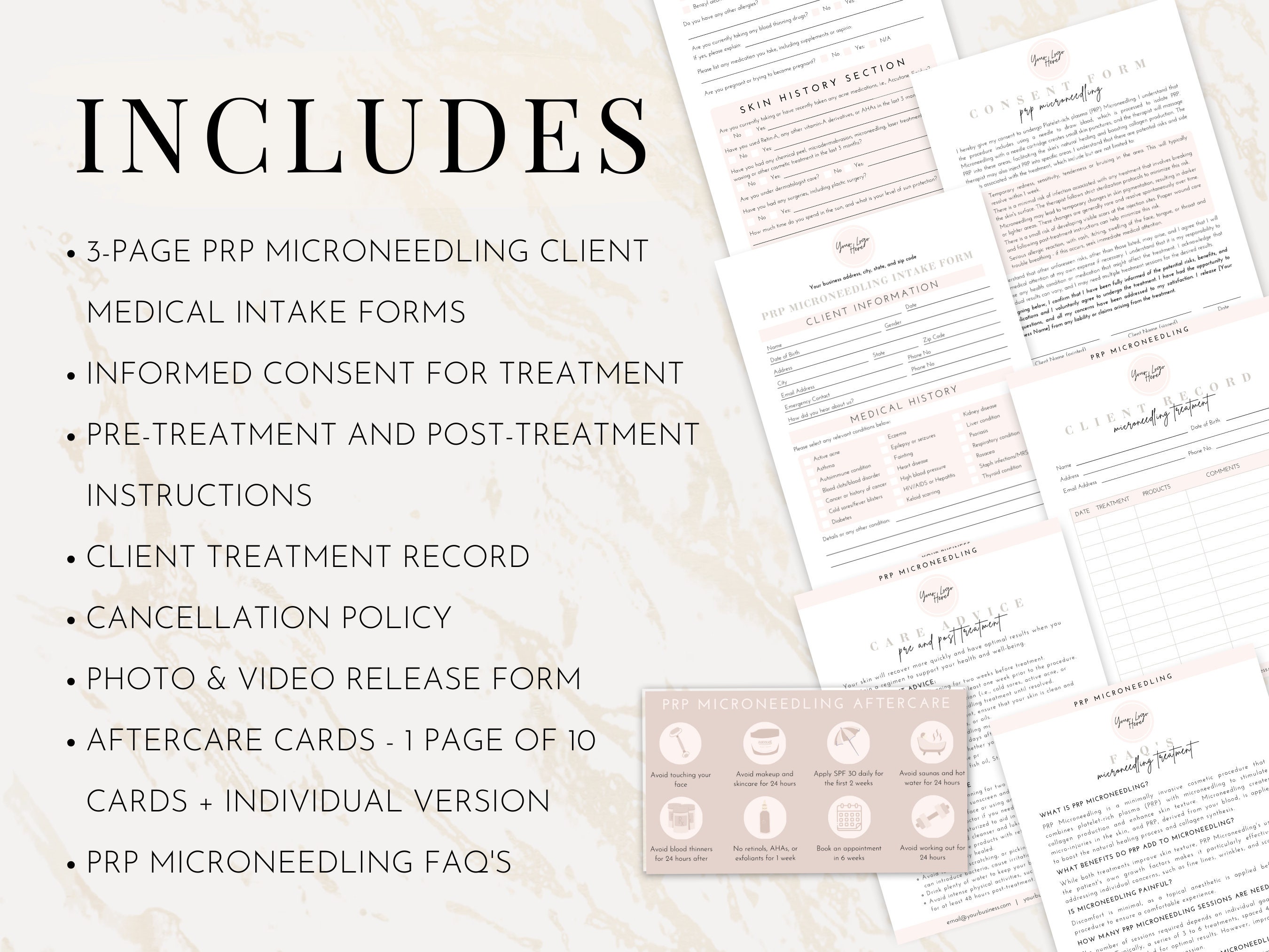 Editable PRP Microneedling Consent Consultation Forms Bundle, Platelet ...