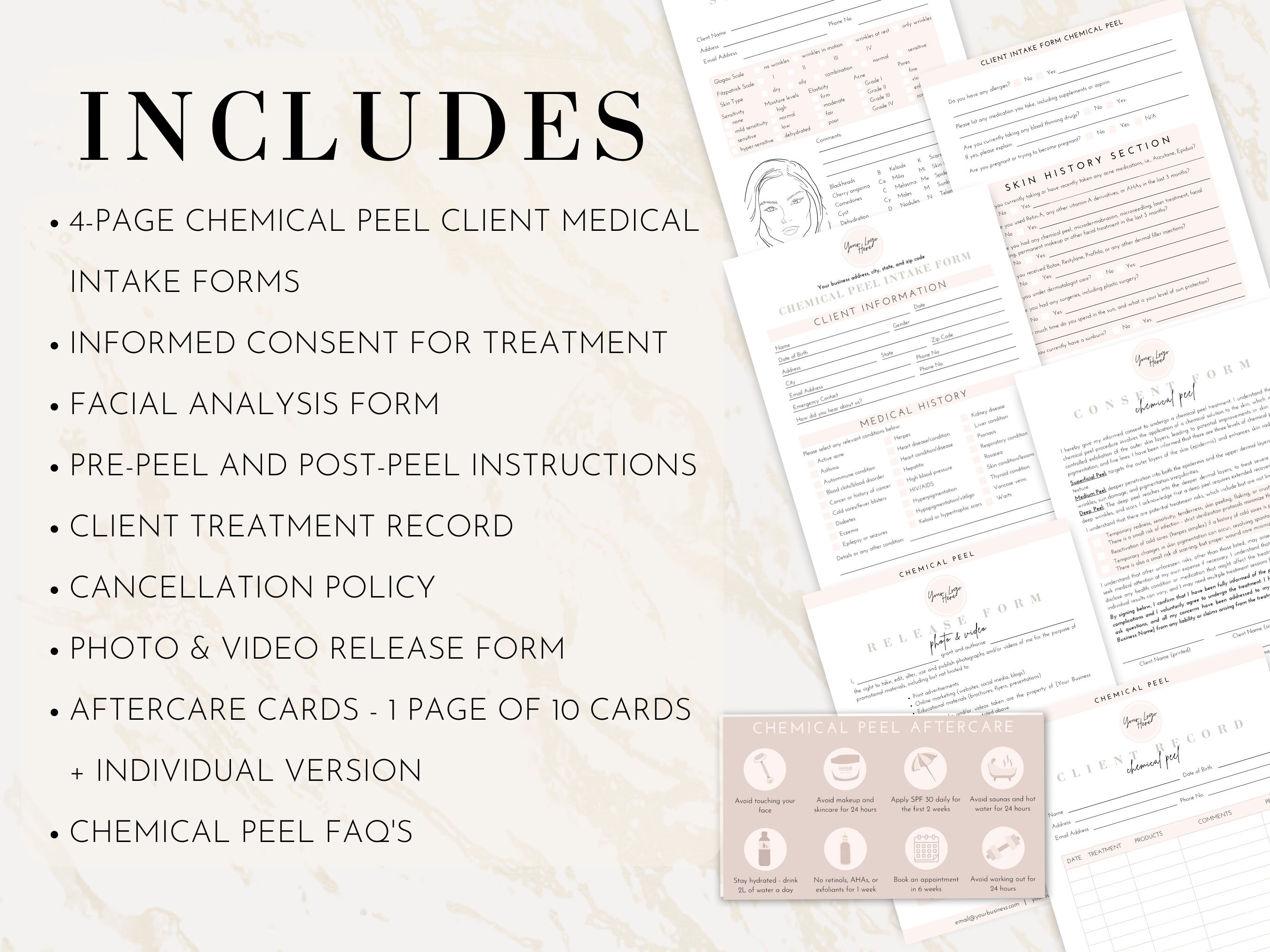 Chemical Peel Consent Forms, Editable Esthetician Template, Chemical ...