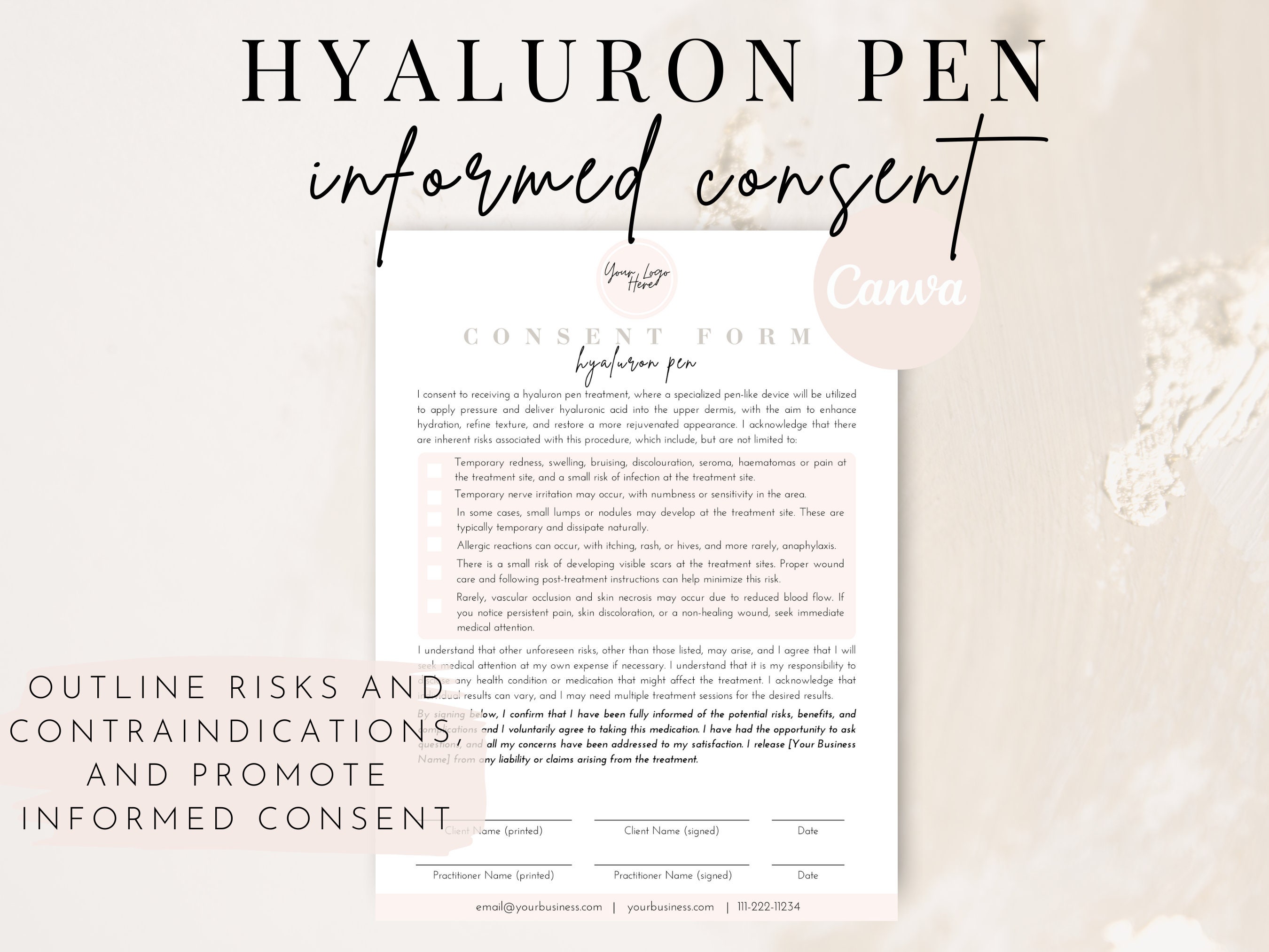 Hyaluron Pen Consent Intake Form Bundle, Editable Needle Free Filler ...